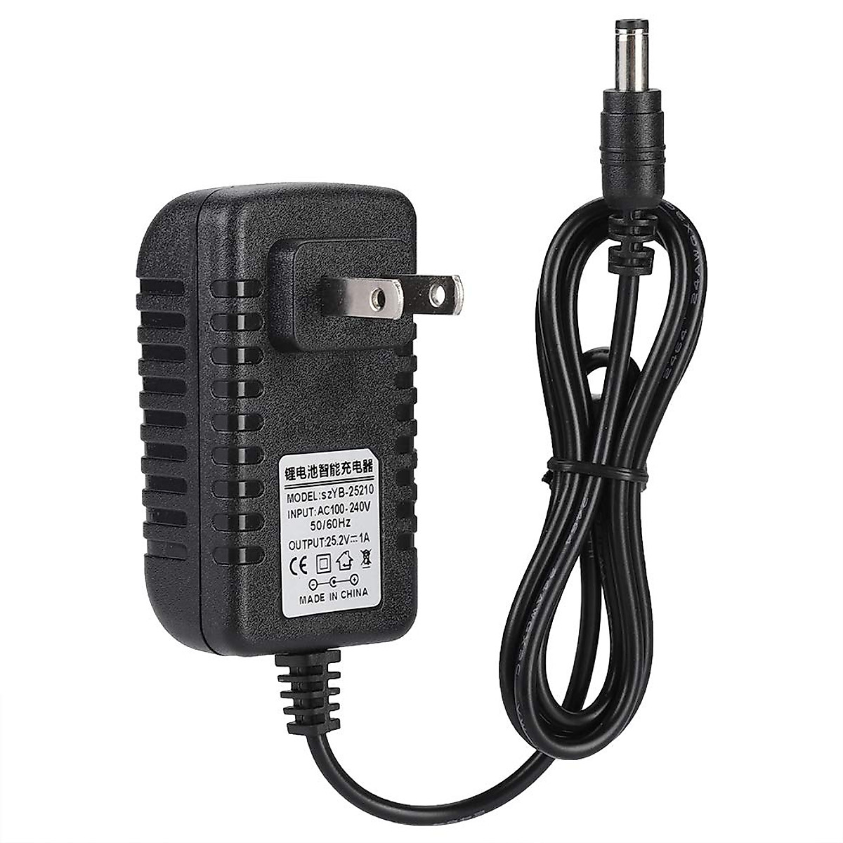 25.2V/1A Fast Charging Li-ion Charger Adapter with Multi-Level Protections 100-240V Input (US)
