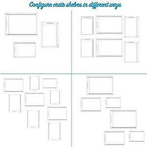 Wallniture Rustic Wine Rack Storage Baskets Wall Mount Wooden Crates Walnut Set of 9