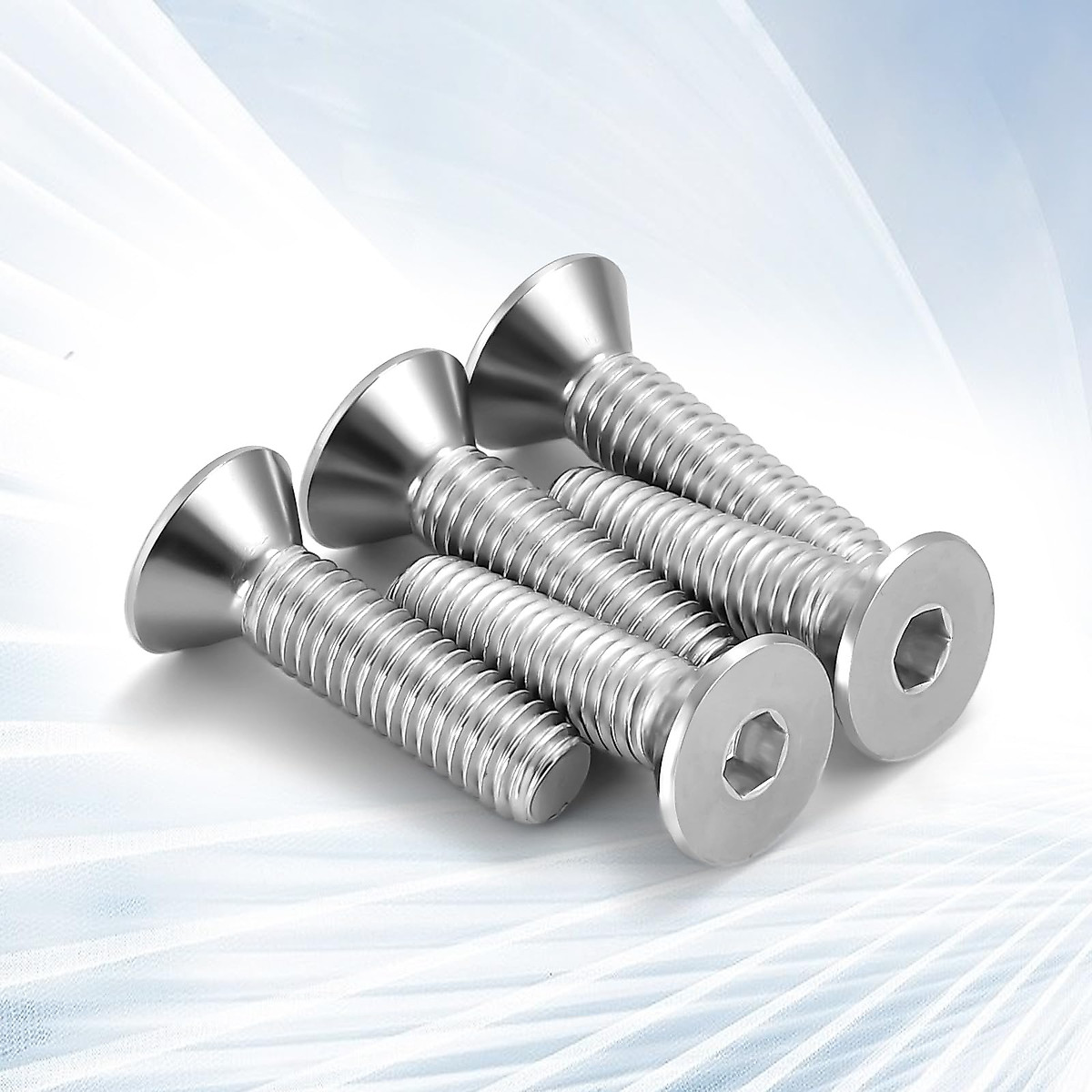 1/4-20 x 1/2" Flat Head Socket Cap Screws Countersunk Bolts, 304 Stainless Steel 18-8, Bright Finish, 25 PCS