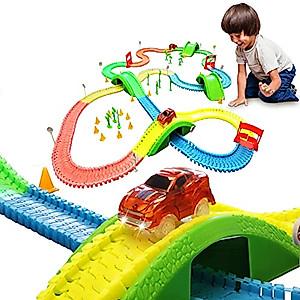 Ontel Magic Tracks Mega Xtreme with 2 Race Car and 18 ft of Flexible, Bendable Glow in the Dark Racetrack, As Seen on TV