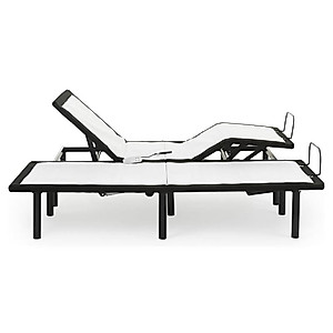 Pemberly Row Modern Metal Model W Adjustable Cal King Split Bed in Black