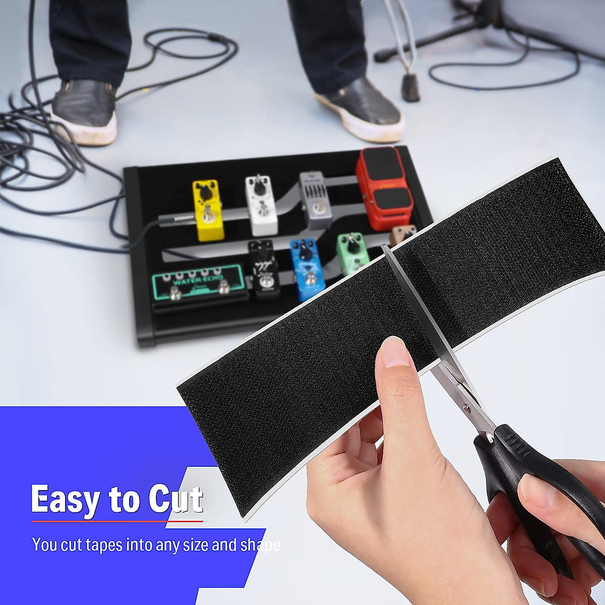 Donner Pedalboard Pedal Tape，Guitar Pedal Board Mounting Tape Length 2M Width 5CM Hook + Loop
