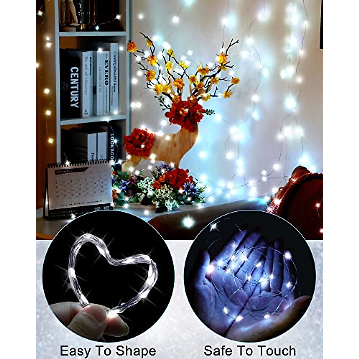 8 Pack Solar String Lights Outdoor Waterproof Each 240 Led 78ft Solar Fairy Lights Outdoor 8 Mode Led Solar Outdoor Lights Tree Lights Waterproof Copper Wire Lights for Tree Garden Yard(Cool White)