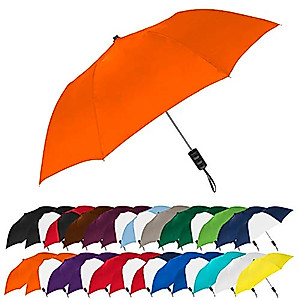 STROMBERGBRAND UMBRELLAS Spectrum Popular Style 16" Automatic Open Umbrella Light Weight Travel Folding Umbrella for Men and Women, (Orange)