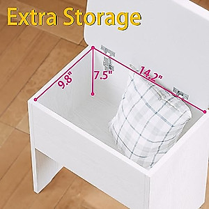 LIKIMIO Small Makeup Vanity Desk with Mirror and Lights, Vanity Table Set with Storage Drawer & Chair & 3 Shelves, Bedroom, White