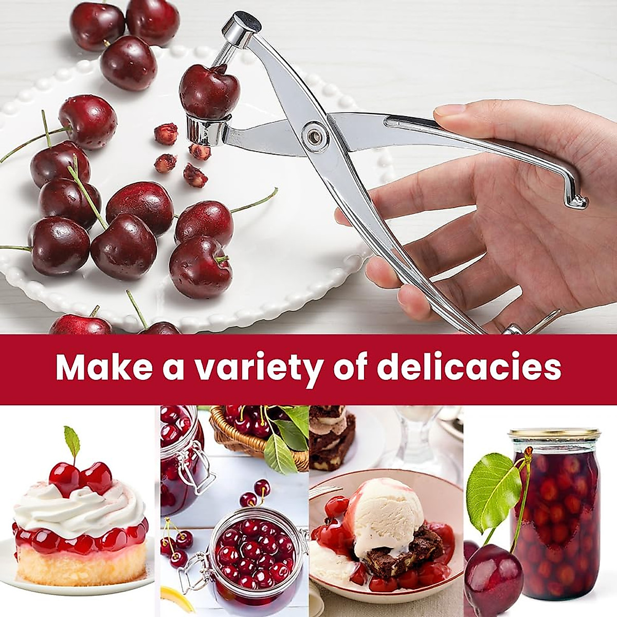 Cherry Pitter Cherry Picker Easy to use,Heavy Duty Cherry Tool all metal construction, easy to clean, for pitting cherries, olives, kitchen tool