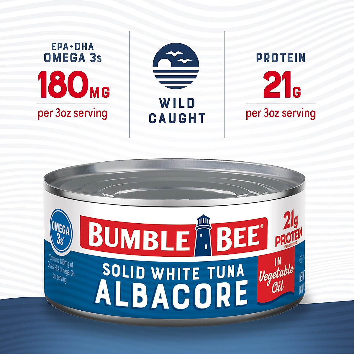 Bumble Bee Solid White Albacore Tuna in Oil, 12 oz Can (Pack of 12) - Wild Caught Tuna - 21g Protein per Serving, High in Omega-3s - Non-GMO Project Verified, Gluten Free, Kosher