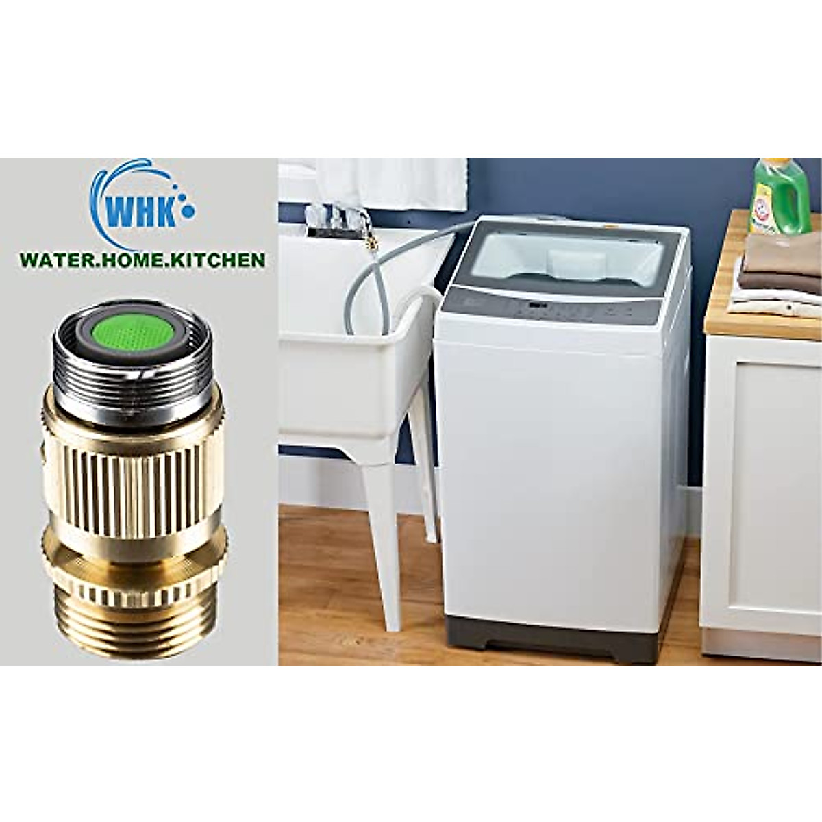 WHK Kitchen Quick Connect Faucet Adapter,Portable Washer Adapter Bathroom Sink Faucet Snap Adapter to Garden Hose 15/16 In.-27M or 55/64 In.-27F x3/4 inch GHT Female for Washer, Indoor Sink（2packs)