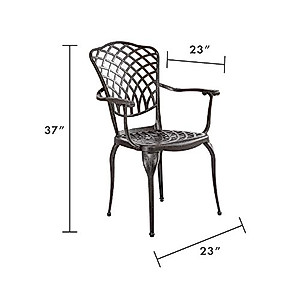 Kinger Home 2-Piece Cast Aluminum Outdoor Patio Chairs, Patio Chairs Set of 2, Patio Seating, Chairs for Outside, Woven Design, Rust Resistant - Bronze
