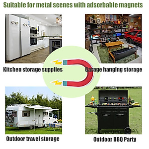 GYGhaoho Magnetic Utensil Holder Hooks, Wall Mount Utensil Hanging Storage, Magnetic Hook Rack for Refrigerator, Black Metal No Punching Hook, Kitchen Magnetic Rack Towel Bar Utensil Rack