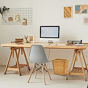 Frcctre Bamboo Waste Basket, Rectangular Compact Waste Trash Can Waste Bin Garbage Built-in Handles Brown Container Bin for Bedroom, Office, Living Room, Kitchen, Bathroom, 11.3"x6.75"x11"