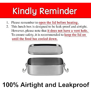 Stainless Steel Lunch Box - 800ml, Eco & Recyclable Food Container, Leakproof & Dishwasher Safe, BPA Free, On-the-Go Eating Design for Adults & Teens