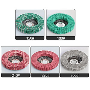 FPPO 5Pcs 4.5" x 7/8" Nylon Fiber Flap Disc Polishing Grinding Wheel,Scouring pad Buffing Wheel for Angle Grinder, Polishing Tools (Grit 320)