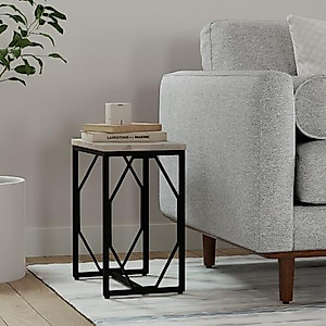 SIMPLIHOME Selma Contemporary 20 Inch Wide Metal and Wood Accent Side Table in White Wash, for The Living Room and Bedroom