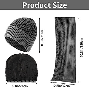 SATINIOR Winter Hat Scarf Socks Touch Screen Gloves Ear Warmer Sets Women Men Fleece Lined Knit Beanies Winter Favor Gifts(Grey)