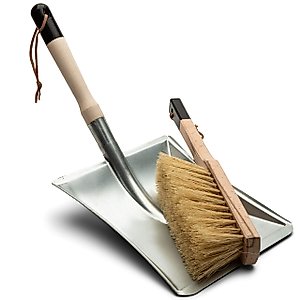 Kings County Tools Fireplace Brush and Scoop Cleaning Set | 13.5" Long Fireplace Broom and 8" Wide Steel Fireplace Shovel | Wooden Handles with Easy Hang Holes