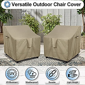 OutdoorLines Outdoor Waterproof Furniture Chair Cover - UV-Resistant Patio Lawn Chair Covers for Outdoor Furniture Windproof Heavy Duty Chair Covering, 2 Packs, 33.5Wx31.5Dx36H Inches, Camel