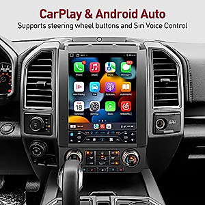 YULU E10 Plus Car Radio 12.1 Inch Stereo for F150 2015 to 2020 and F250 F350 F450 2017 to 2021 Android 10.0 GPS Navigation Wireless Carplay 5G WiFi SiriusXM, New Upgrade! 6G+64G AUX/Fiber Optic Out