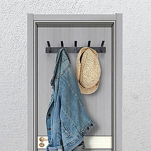 Coat Rack Wall Mounted,5 Coat Hooks for Hanging Coats,Heavy Duty Metal Double Hook Rack Hook Rail,Coat Rack with Hooks,Wall Mount Coat Hanger for Hat Towel Purse Robes ,Black,2Pack (Black2, 5 Hooks)