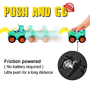 Beestech Toy Cars for 2 3 4 5 Year Old Boys Girls Toddlers, Friction Powered Construction Truck Toys, Pull Back and Go Vehicles with Dumper Road Roller Bulldozer Excavator 4 Pack Gift