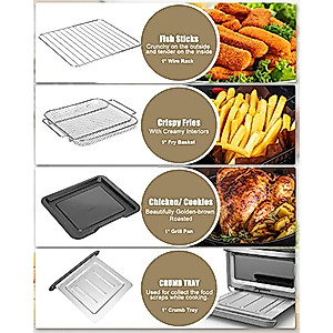 Joymicre Air Fryer Toaster Oven, 1700w High Power AirFryer Dehydrator Combo with Touchscreen Convection Countertop Oven, Dishwasher Safe Accessories, XL 12QT, 8 Cooking Presets, Bake, Broil, Defrost, Reheat, Roast All-in-one, Grey