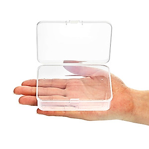 SATINIOR 24 Packs Small Clear Plastic Beads Storage Containers Box with Hinged Lid for Storage of Small Items, Crafts, Jewelry, Hardware (3.7 x 2.5 x 1 Inches)
