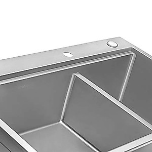Ruvati 33 x 22 inch Workstation Drop-in 60/40 Double Bowl Topmount Tight Radius 16 Gauge Stainless Steel Ledge Kitchen Sink - RVH8035