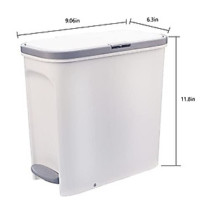 Feisco Small Trash Can with Lid,4 Gallon Trash Can with Foot Pedal and Press Type Lid,Small Bathroom Trash Can Wastebasket Garbage Container Bin for Bathroom Bedroom Kitchen Office (1, White)