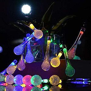 Christmas Decorations Home Decoration, Outdoor Garden Party 20 Led Teardrop Solar Waterproof Garden Lantern String Christmas Tree Decorations for Xmas Winter New Year Party Supplies