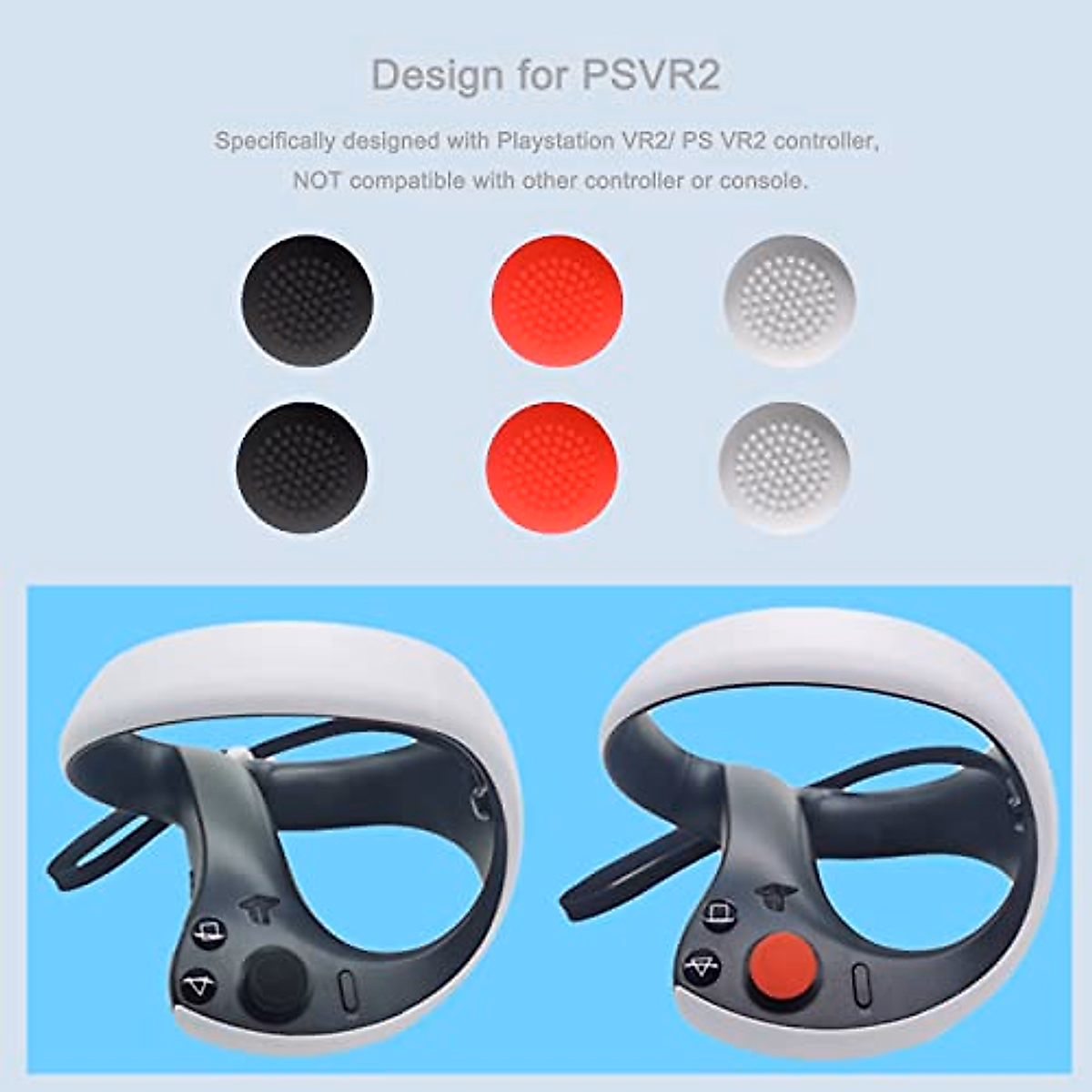 (2 Sets) Miimall Compatible for Playstation VR2 Controller Cover, Soft Anti-Slip Controller Rubber Silicone Protector Case Cover for PSVR2, Joystick Caps for PS VR2 Thumb Grip Caps-Black