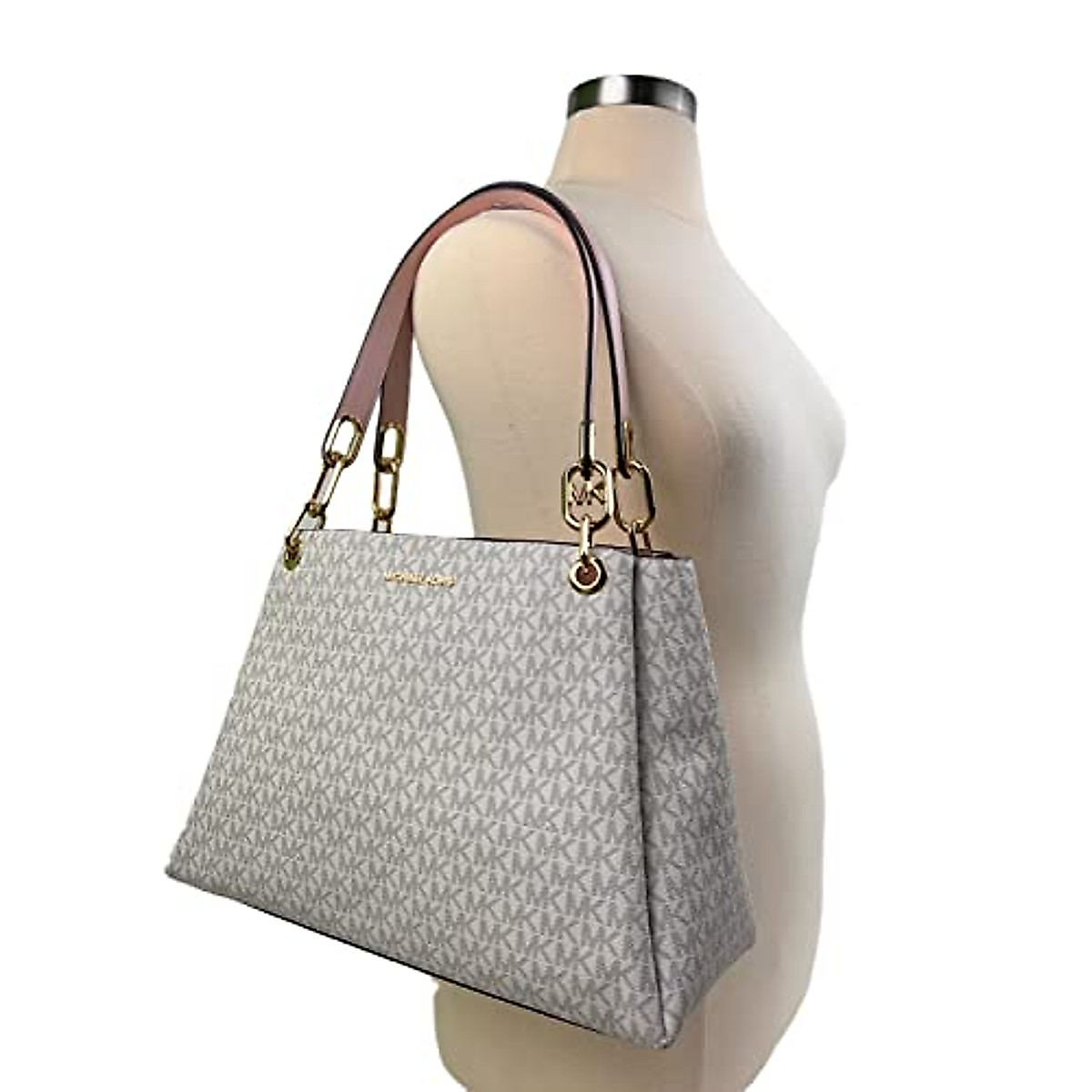 Michael Kors Women's Trisha Large Shoulder Bag Tote Purse Handbag (Vanilla multi)