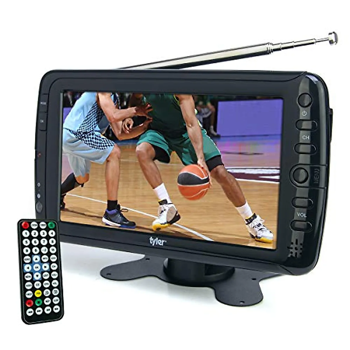Tyler 7" Portable TV LCD Monitor Rechargeable Battery Powered Wireless Capability HD-TV, USB, HDMI Input, AC/DC, Remote Control Built In Stand Small For Car Kids Travel