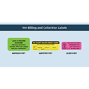 Doctor Stuff - Veterinarian File Folder Chart Labels, We Accept Major Billing and Collection Vet Stickers, Fluorescent Yellow/Black, 3" x 1", 250/Roll, Tabbies Veterinary MAP5790