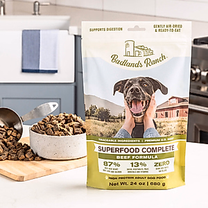 BADLANDS RANCH - Superfood Complete, Air-Dried Adult Dog Food - High Protein, Zero Fillers, Superfood Nutrition by Katherine Heigl (64 oz., Beef Formula)