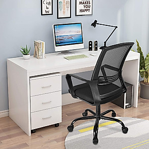 Office Chair, Mid Back Desk Chair, Ergonomic Home Office Desk Chairs, Mesh Computer Chair, Cute Swivel Rolling Task Chair with Lumbar Support and Armrests