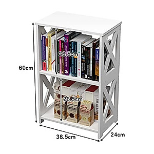 Rerii Side Table, End Table 3 Tier, Nightstand White 2 Shelf, Bookcase Bookshelf Small for Living Room Bedroom Bathroom