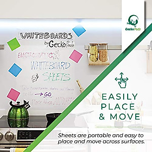 Dry Erase White Board Sheets 2x3 feet | GeckoPadz Static Cling On Any Surface Without Adhesive | Great for Home Office and Teacher Supplies | 20 Whiteboard Sheets Per Roll