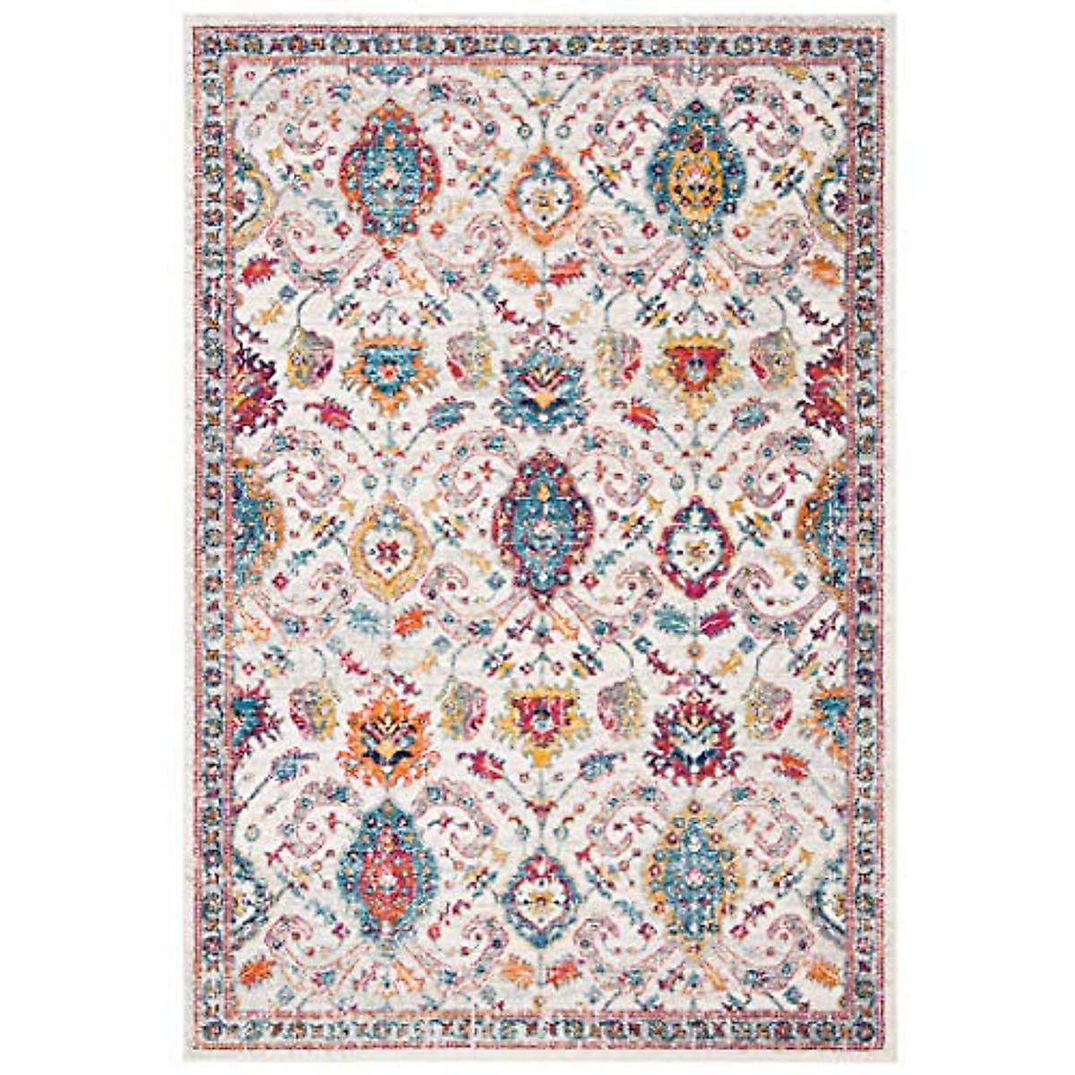 SAFAVIEH Evoke Collection 4' x 6' Cream / Orange EVK255B Boho Non-Shedding Living Room Bedroom Accent Rug