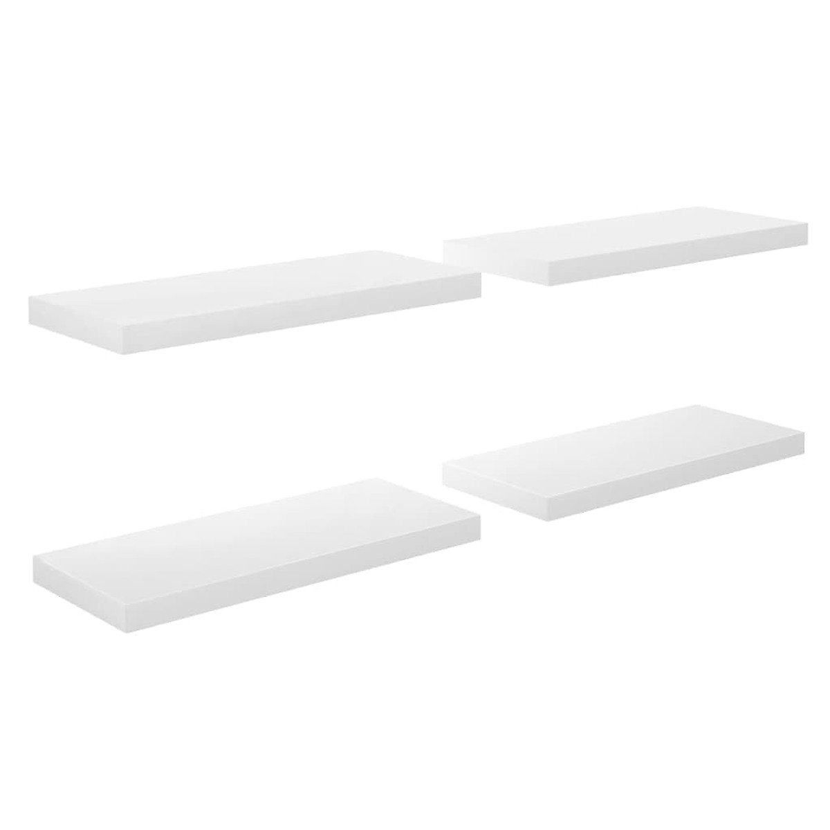 vidaXL Set of 4 High Gloss White Floating Shelves - Durable Honeycomb MDF with Metal Frame - 23.6"x9.3"x1.5"