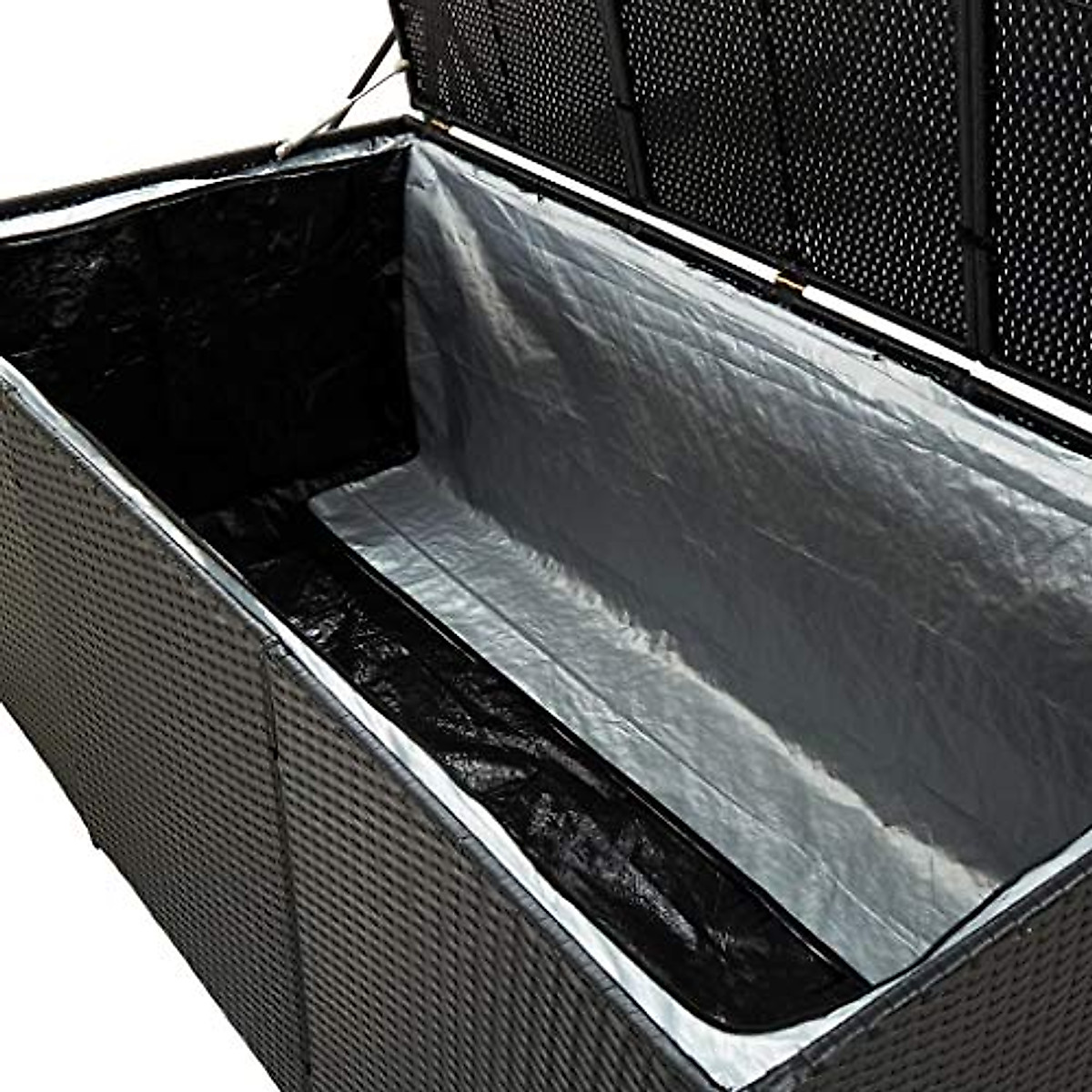 Canditree Outdoor Large Storage Box, Storage Contrainer Rattan, Organizers for Garden Furniture Pillows Cushions (Black)