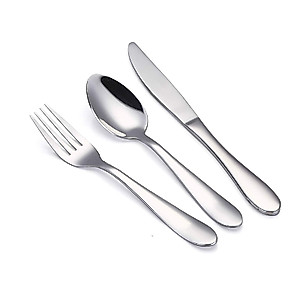 VANRA 3-Piece Children Flatware Set 18/10 Stainless Steel Child Set Tableware Set Silver Cutlery Set Silverware Dinner Utensils for Kids (Chrome Finished) (Fork Spoon Knife)