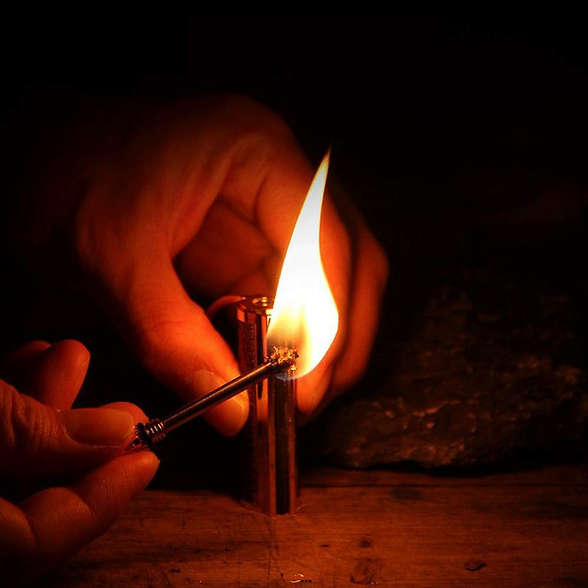 BIASTNR Permanent Match Lighter, Flint Fire Starter Keychain Metal Matchstick Fire Starter Emergency Survival Gear for Camping Hiking Hunting