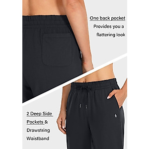 SANTINY Women's Cotton Sweatpants Yoga Lounge Casual Pants Open Bottom Sweat Pants for Women with Pockets (Black_L)