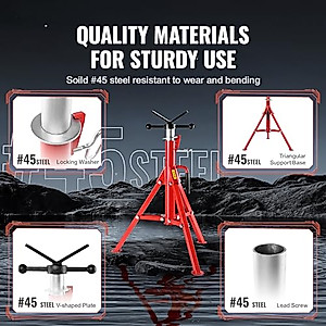 Mophorn V Head Pipe Stand Adjustable Height 28-52 Inch, Jack Stands 2500 LB. Capacity,Folding Portable 1/2 to 12 Inch Supporting,Steel
