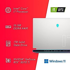 Alienware X17 R2 VR Ready Gaming Laptop - 17.3-inch FHD 360Hz 1ms Display, Core i7-12700H, 16GB RAM, 1TB SSD, NVIDIA GeForce RTX 3070Ti 8GB GDDR6, Bluetooth, Wi-Fi 6, USB-C, Windows 11 Home - White