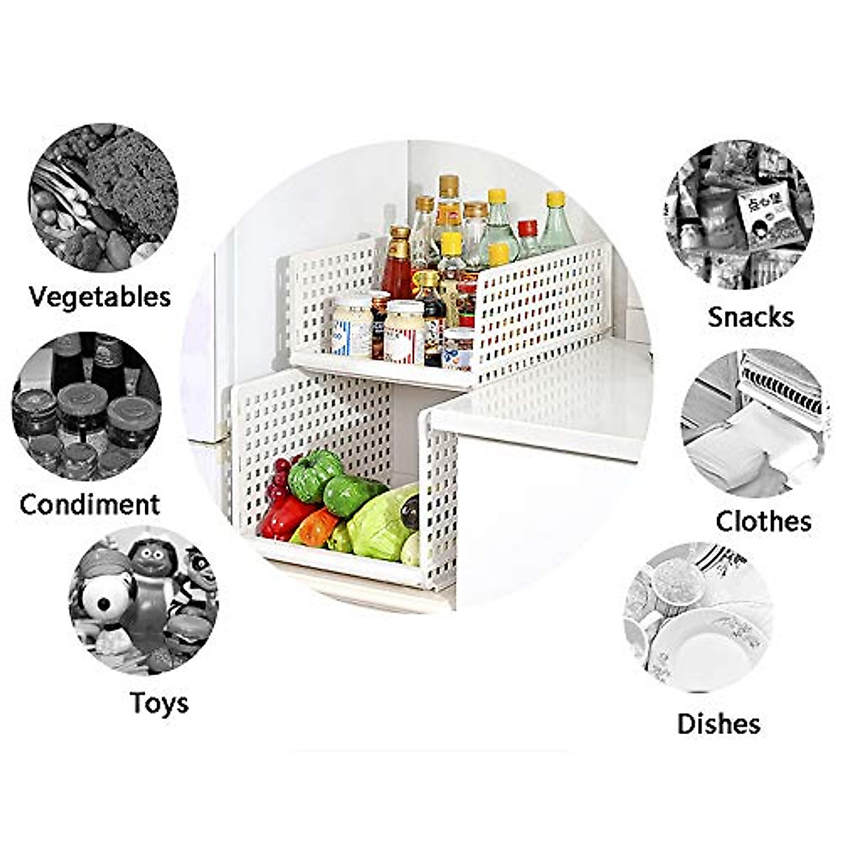 HOUTBY Stackable Wardrobe Organizer Drawer Plastic Storage Shelves Multifunctional Closet Cabinet Cube Basket Bins Organizer Containers for Clothes Shoes Toys Towels Bedroom Living Room