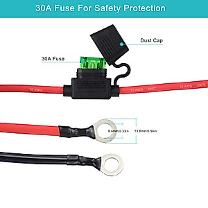 [5 Pack] 2FT SAE to O Ring Terminal Harness 10AWG - Eyelet O-Ring Terminal 10Gauge Harness with 30A Fuse,Battery Trickle Charger Cable for Motorcycle,SAE Quick Connect/Disconnect Charging Cord
