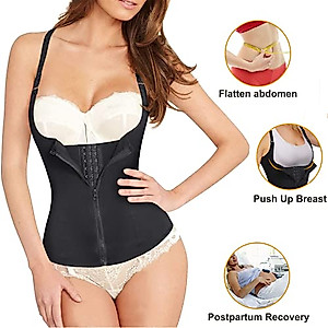 Eleady Women's Underbust Corset Waist Trainer Cincher Steel Boned Body Shaper Vest with Adjustable Straps (L, Black)