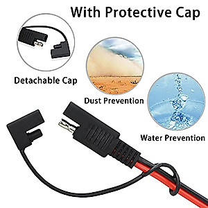 PNGKNYOCN SAE Polarity Revers Converter Cable with Switch 16AWG 2Pin SAE to SAE Wire Harness Quick Connect/Disconnect SAE Connector with Dust Cap（2M）