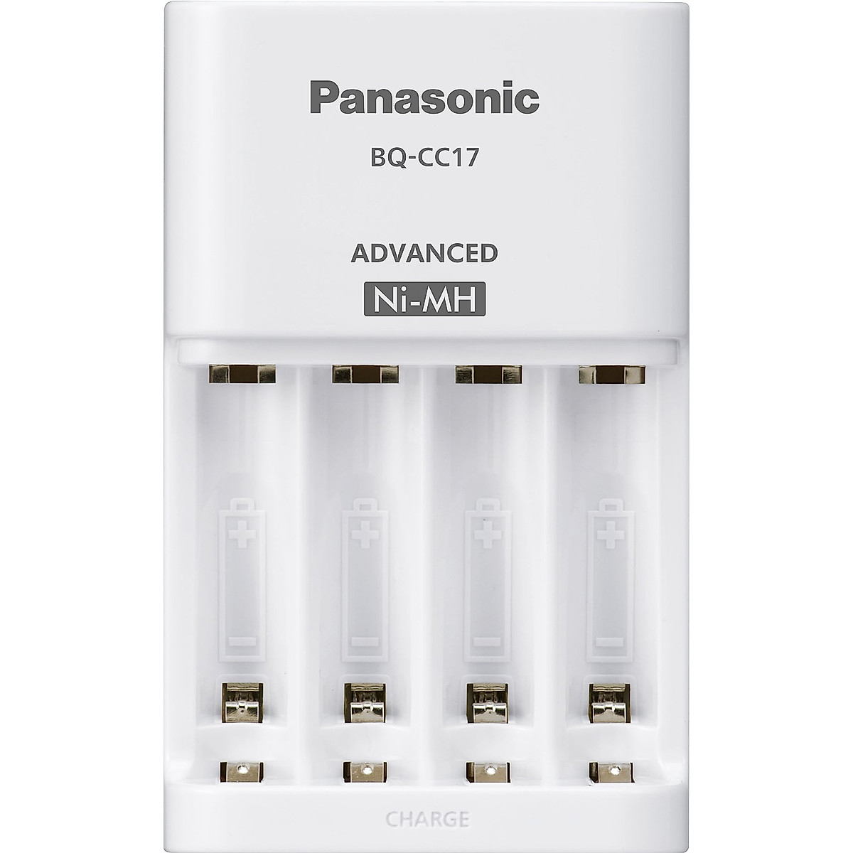 Eneloop Panasonic Advanced 4-Cell Battery Charger BQ-CC17SBA White & Ni-MH AA Battery BK-3MCCA4BA 1.2V 4pk Rechargeable